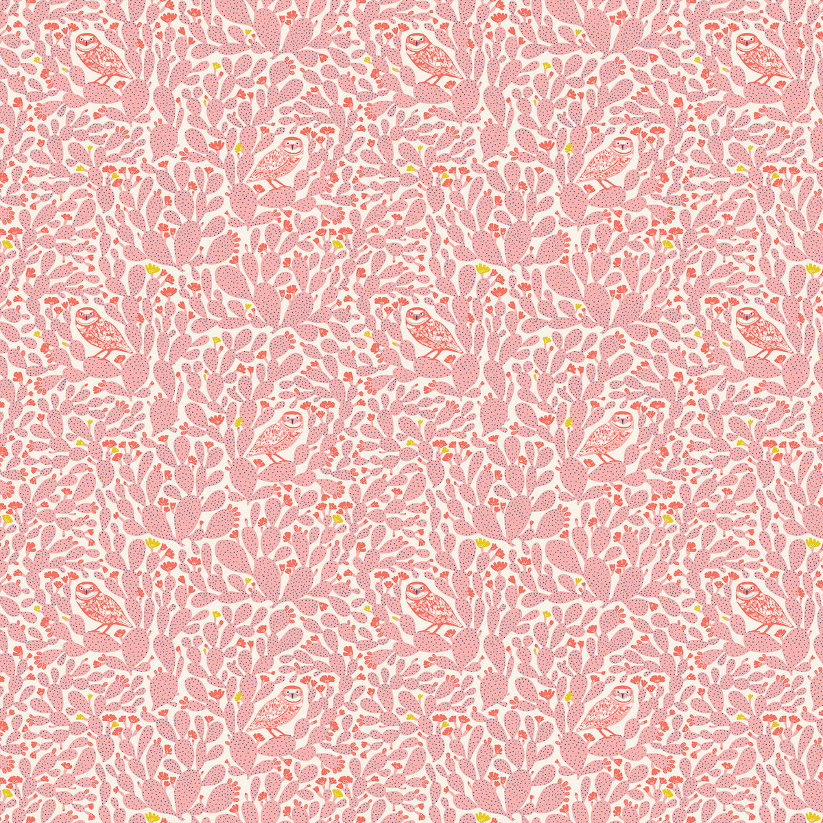 Prickly Pear Cacti Owls Pink – Mockingbird Quilts