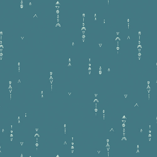 Hooked Symbols Arranged Quilting Fabric in Teal – Mockingbird Quilts